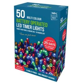 Festive Magic LED Battery Operated Timer Lights 50 Multicolour