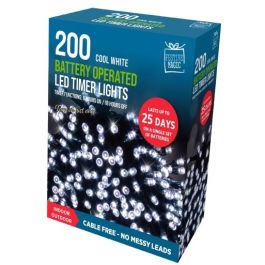 Festive Magic LED Battery Operated Timer Lights 200 Cool White