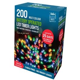 Festive Magic LED Battery Operated Timer Lights 200 Multicolour