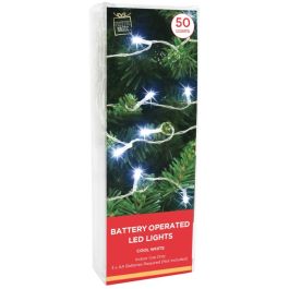 Festive Magic LED Battery Operated 50 String Lights Cool White